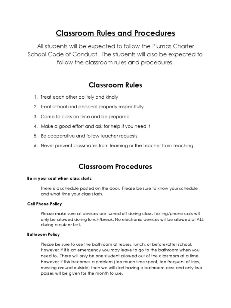 Classroom Rules | PDF | Quiz | Classroom