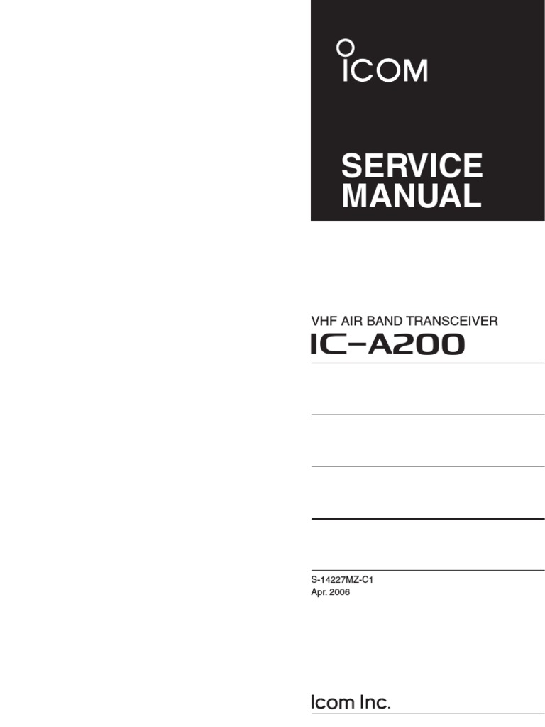 Icom Airband Transceiver Ic-A200 TM Service Manual | PDF | Detector ...