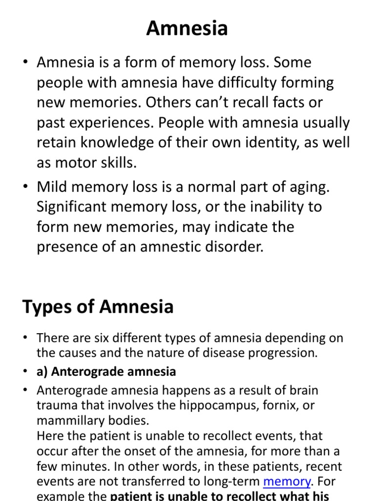 Amnesia | PDF | Amnesia | Dementia
