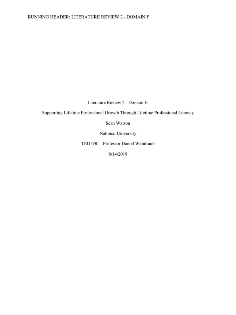Running Header: Literature Review 2 - Domain F | PDF | Teachers ...