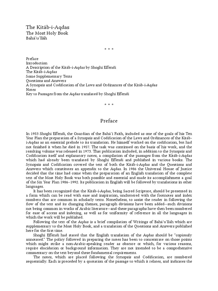 Kitab I Aqdas | Download Free PDF | Bahá'í Faith | Abrahamic Religions