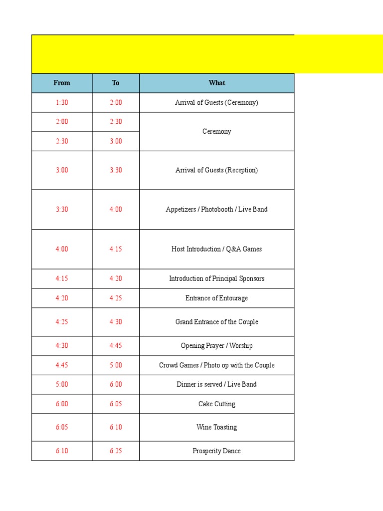 Wedding Program Flow | PDF | Bride | Veil