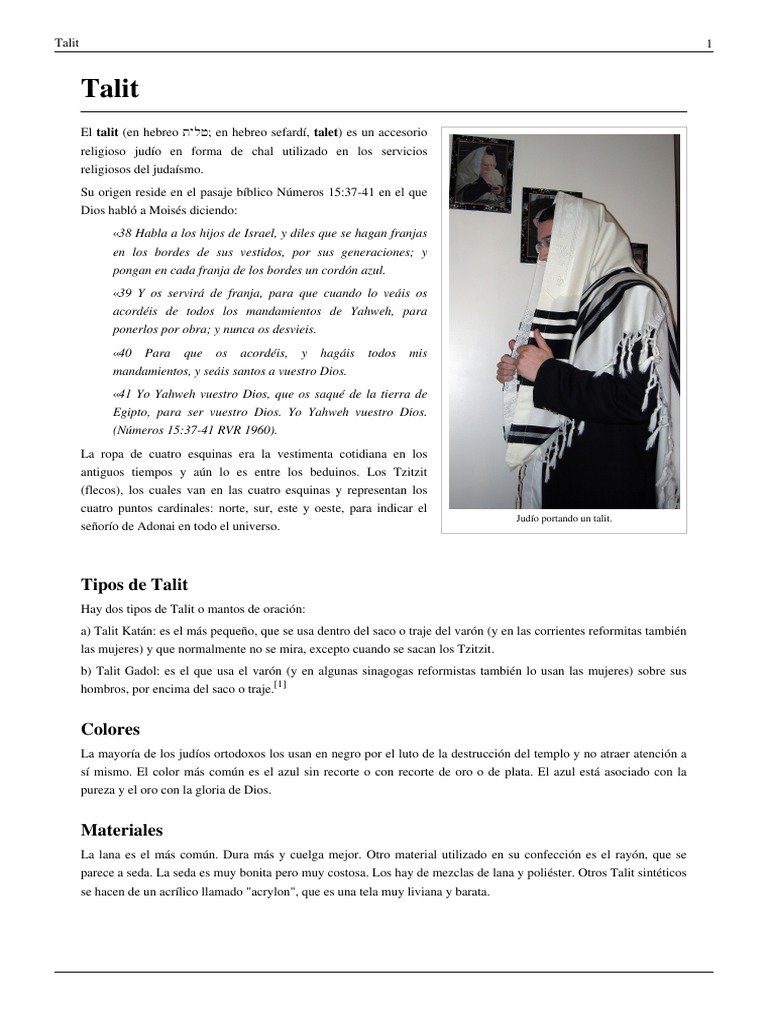 Talit o Talet - Manto de Oración - Talit Katán o Pequeño o Interior y ...