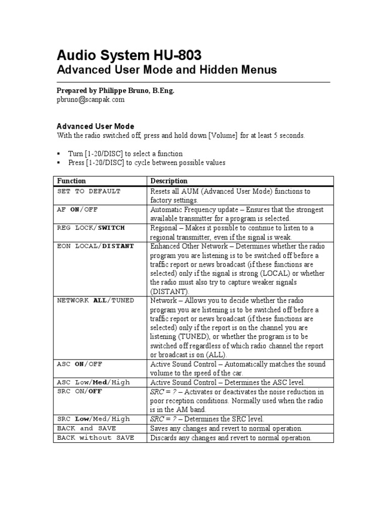 HU-803 Advanced User Guide | PDF | Radio | Radio Broadcasting