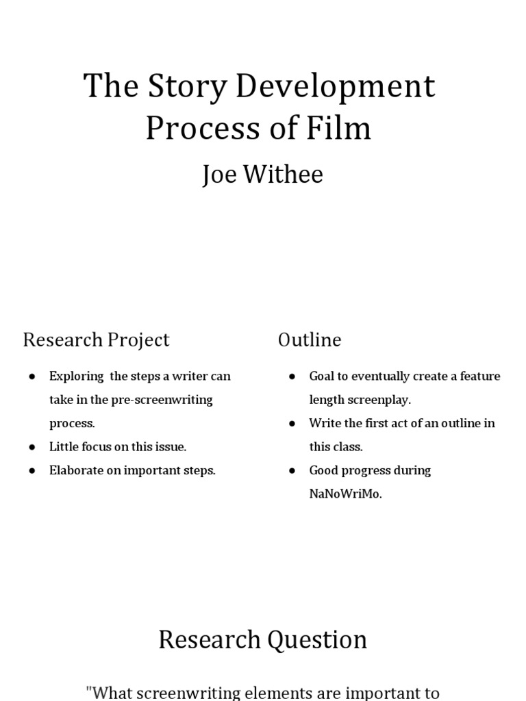 The Story Development Process of Film: Joe Withee | PDF