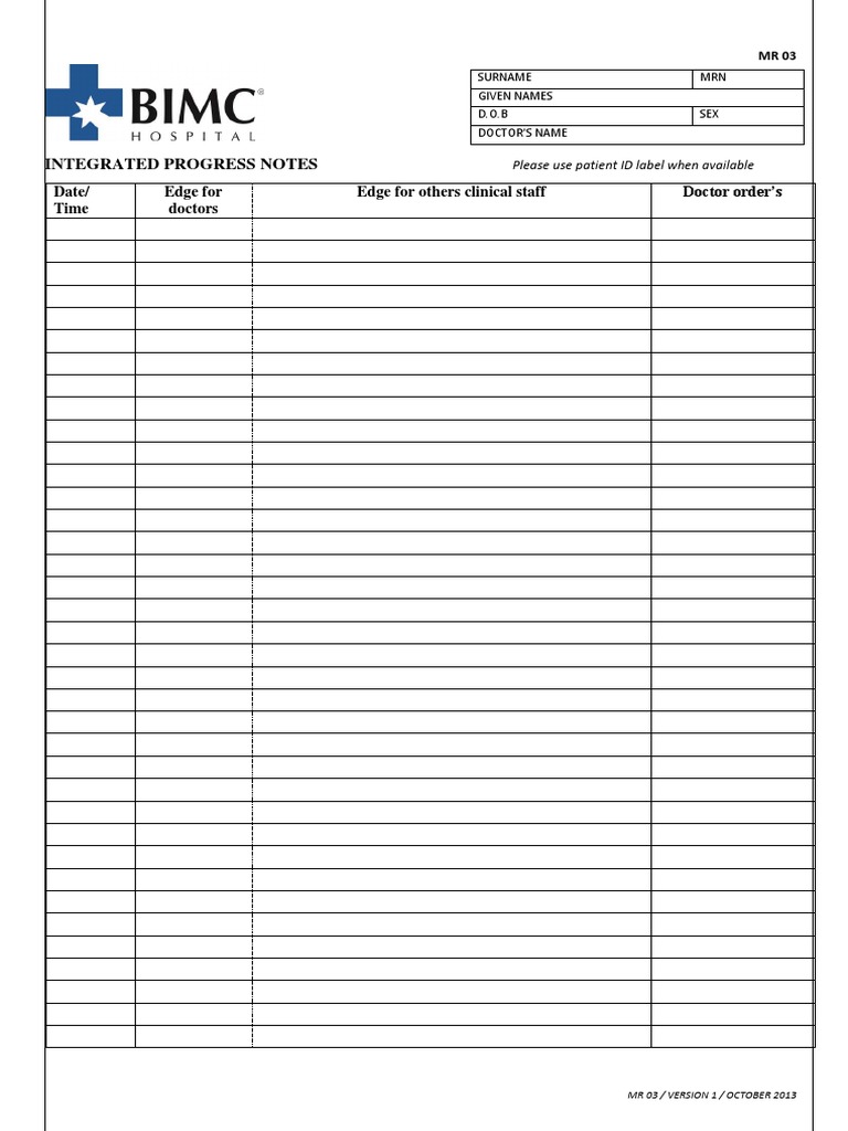Integrated Progress Notes Date Time Edge For Doctors Edge For Others