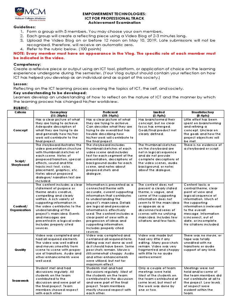 Achievement Examination Guidelines | PDF | Educational Technology | Behavior Modification