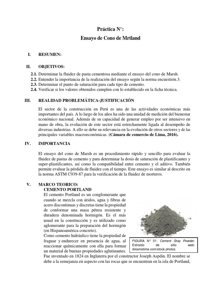 Ensayo de Cono de Marsh | PDF | Hormigón | Cemento
