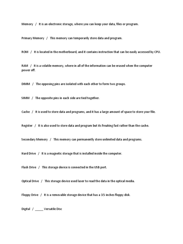 Crossword Puzzle | PDF | Computer Data Storage | Random Access Memory