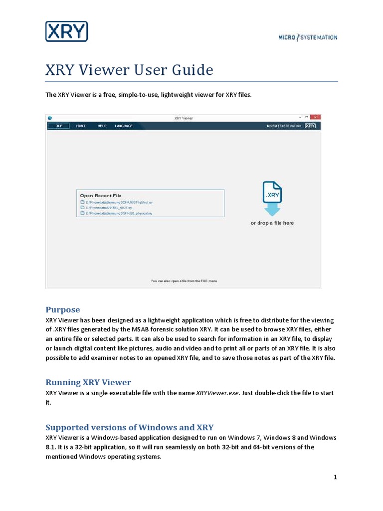 XRY Viewer User Guide: Purpose | PDF | Computer File | Microsoft Windows
