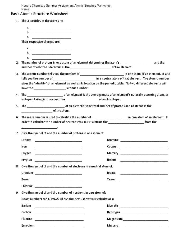 Honors Chemistry | PDF | Chemical Elements | Atoms