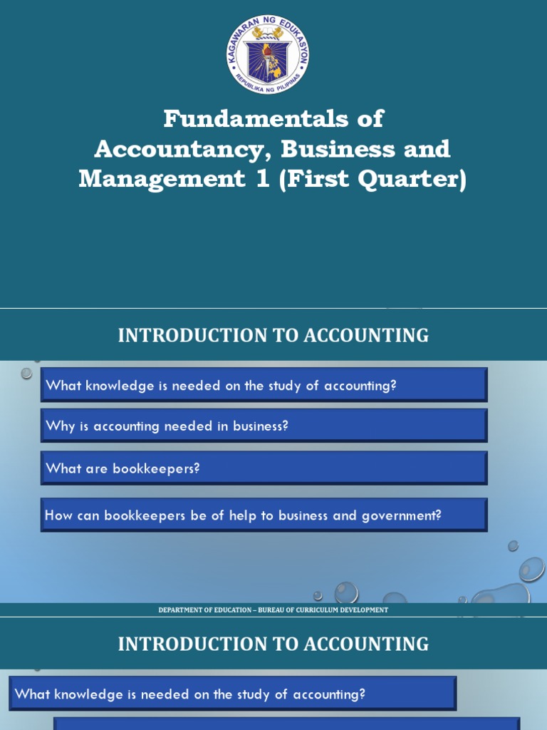 Fundamentals of Accountancy, Business and Management 1 (First Quarter ...