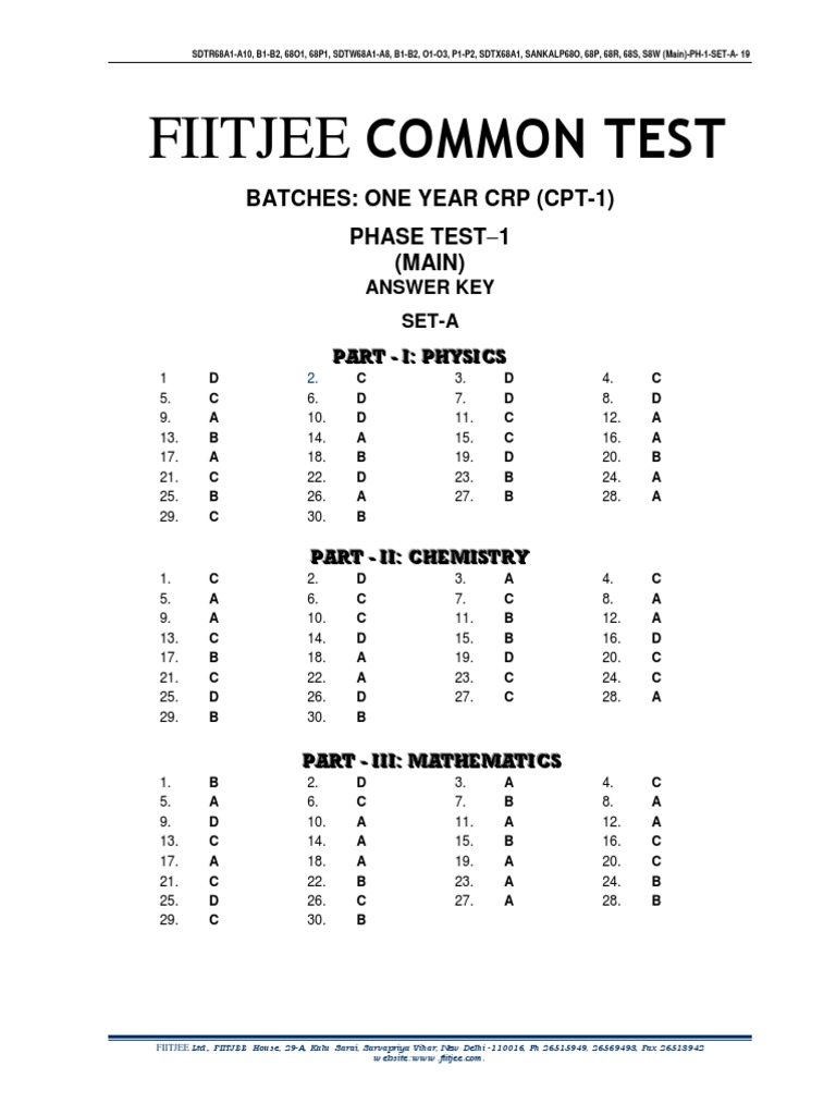 1618 PH 1 Set A Main | PDF