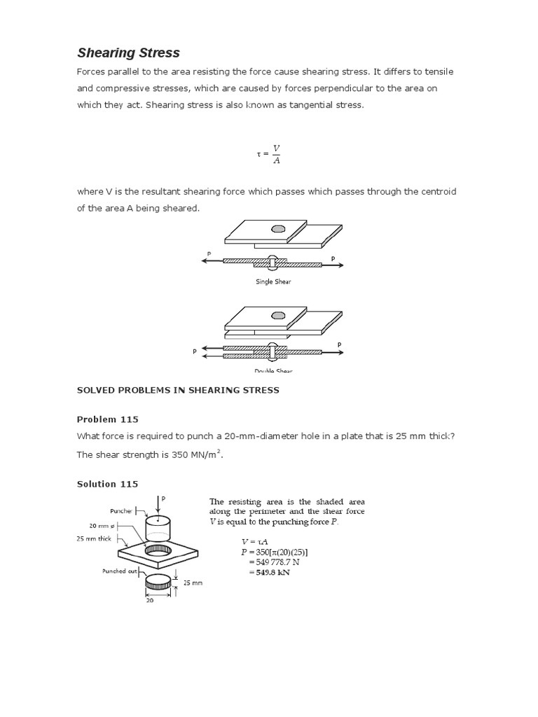 Solved Problems in Shearing Stress | PDF