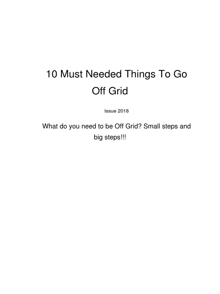 10 Must Needed Things To Go Off Grid PDF | PDF | Knife | Blade