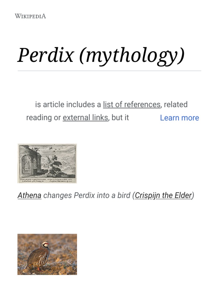 Perdix (Mythology) - Wikipedia PDF | PDF | Mythological Characters ...