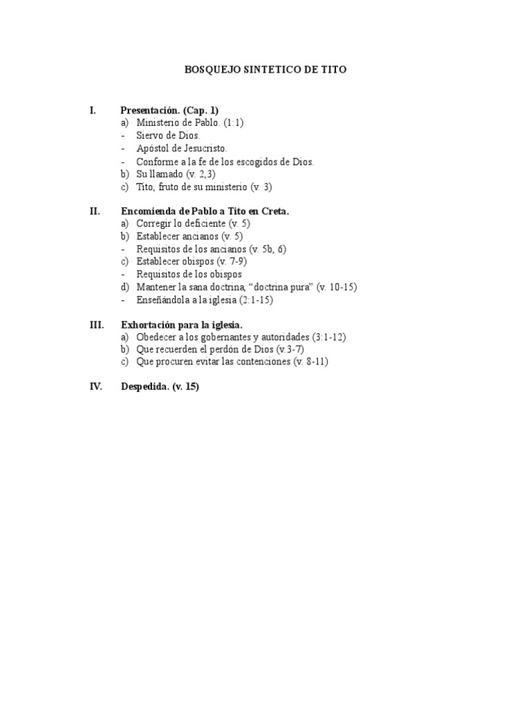 Bosquejo Sintetico De Tito | Religiones mediterráneas antiguas | Nuevo ...