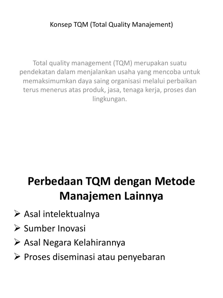 Konsep TQM (Total Quality Manajement) | PDF