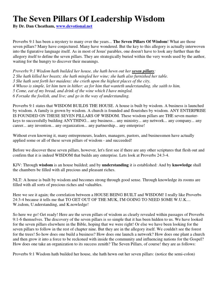 7 Pillars of Wisdom | PDF | Wisdom | Book Of Proverbs