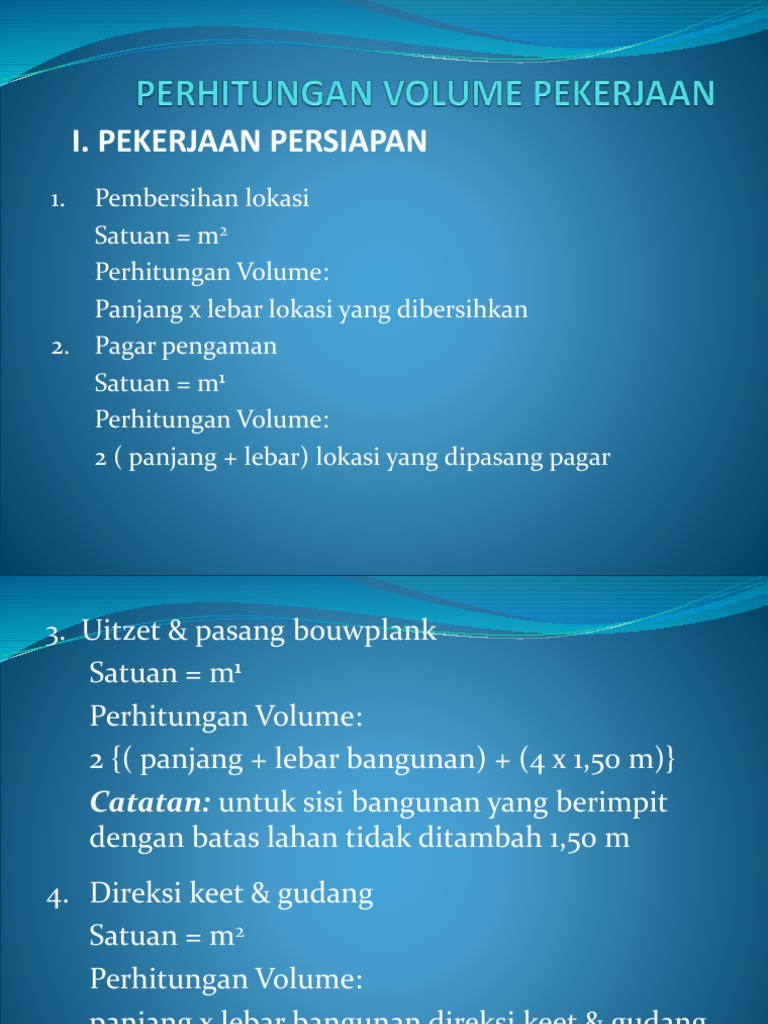 Perhitungan Volume Pekerjaan | PDF