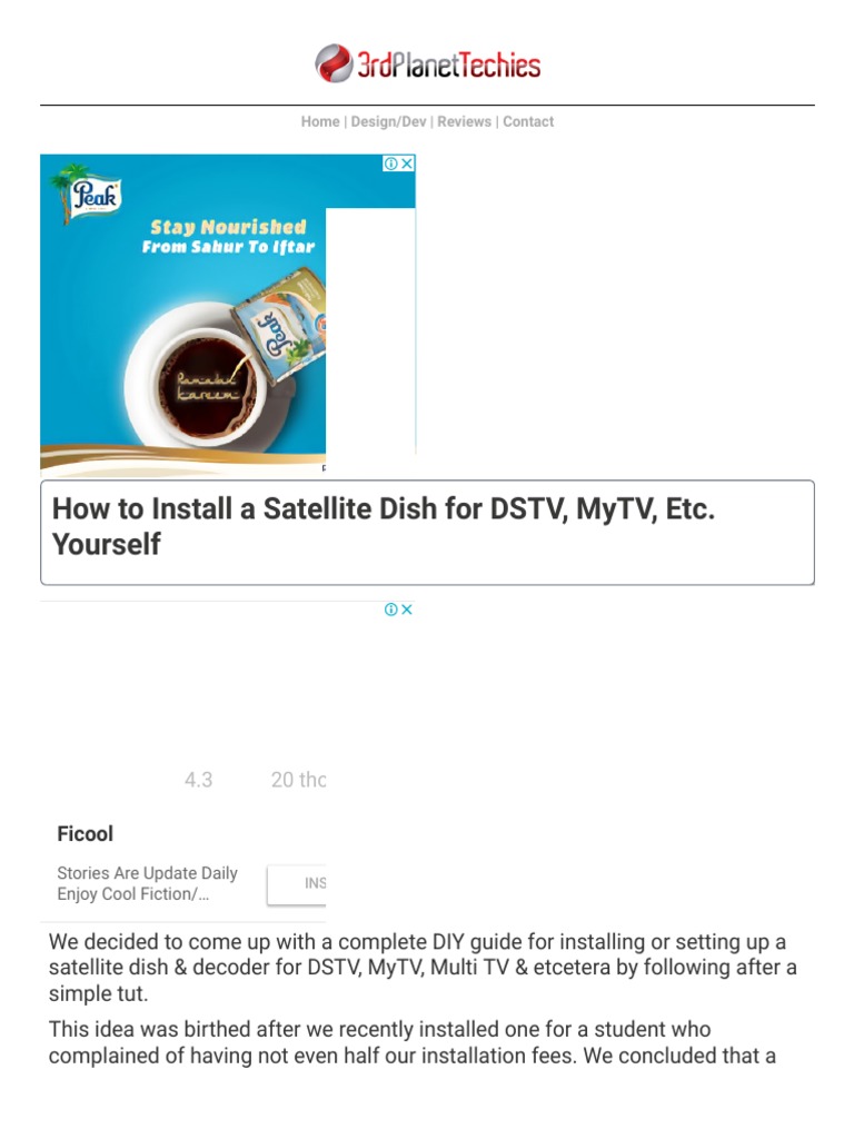 How To Install A Satellite Dish For DSTV, MyTV, Etc. Yourself | PDF ...