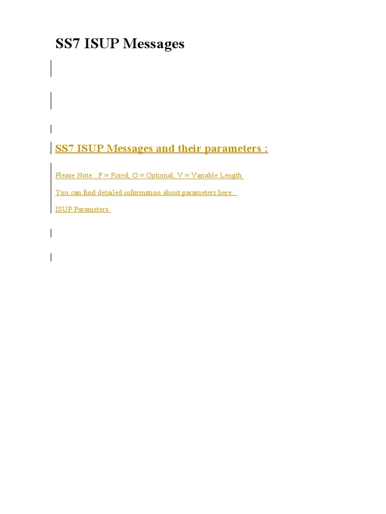 SS7 ISUP Messages | PDF | Computer Network | Computer Networking