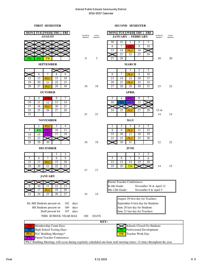 2016-2017 Academic Calendar PDF | PDF | Educational Institutions ...