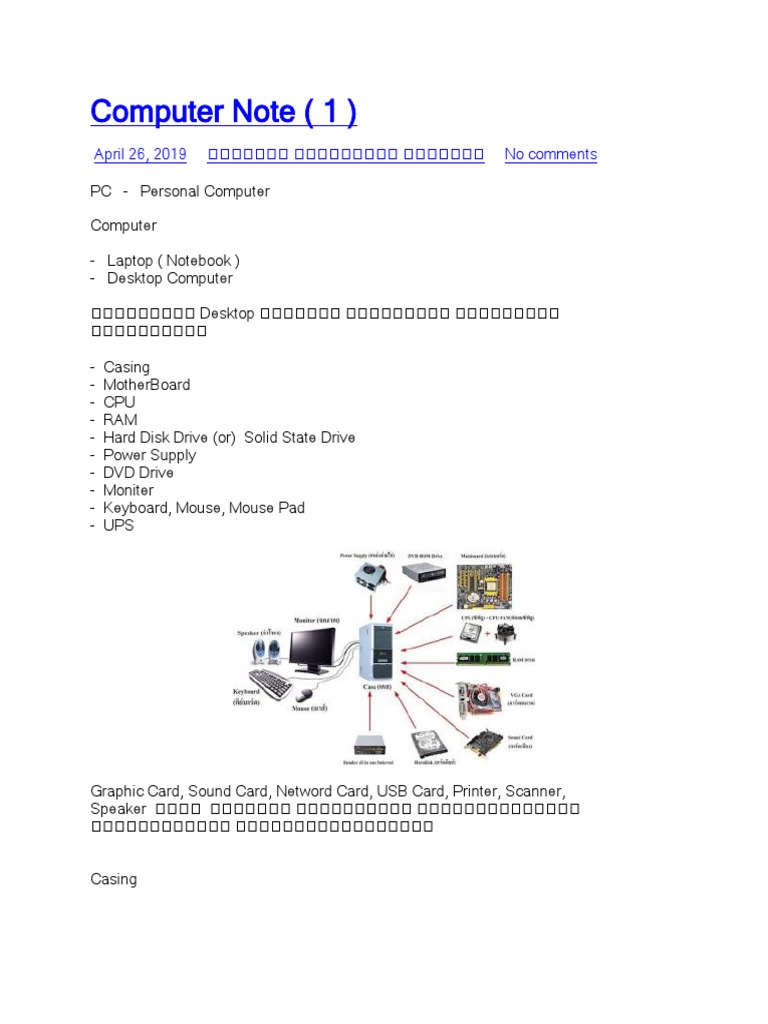 Computer Note | PDF | Personal Computers | Personal Computing