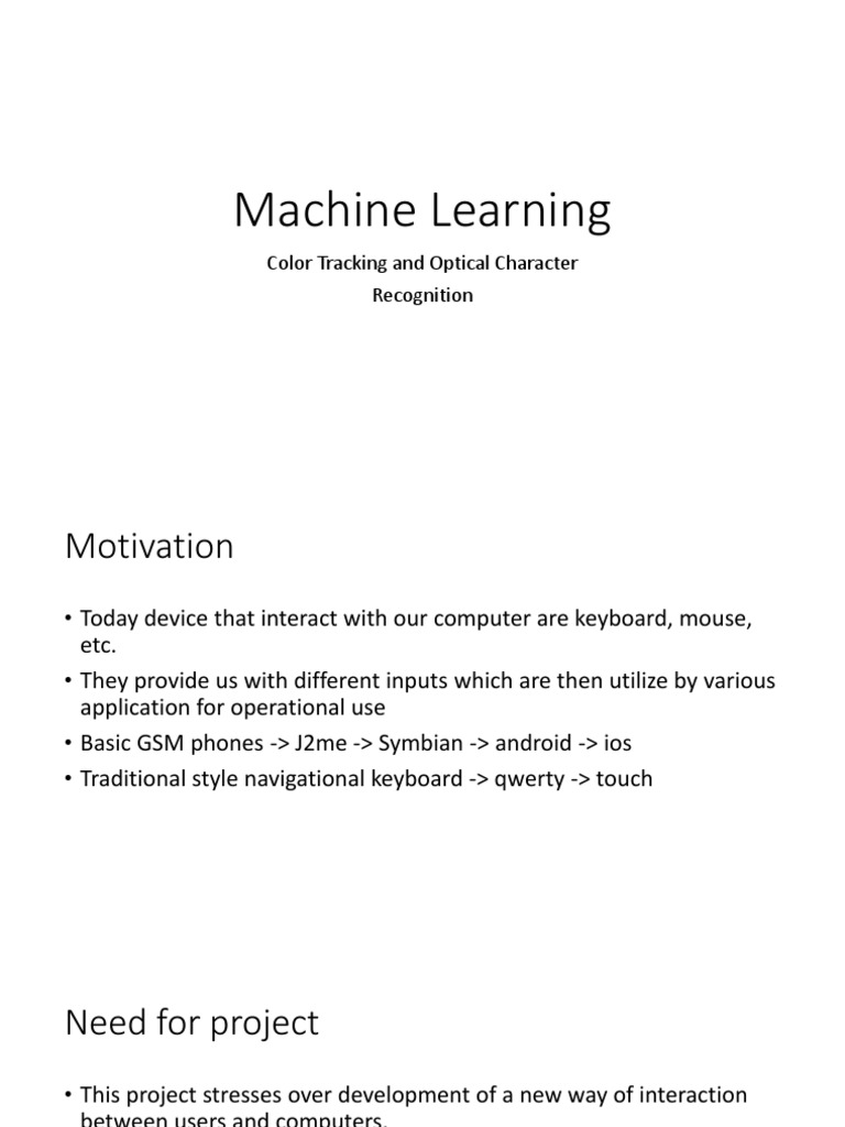 Machine Learning: Color Tracking and Optical Character Recognition ...