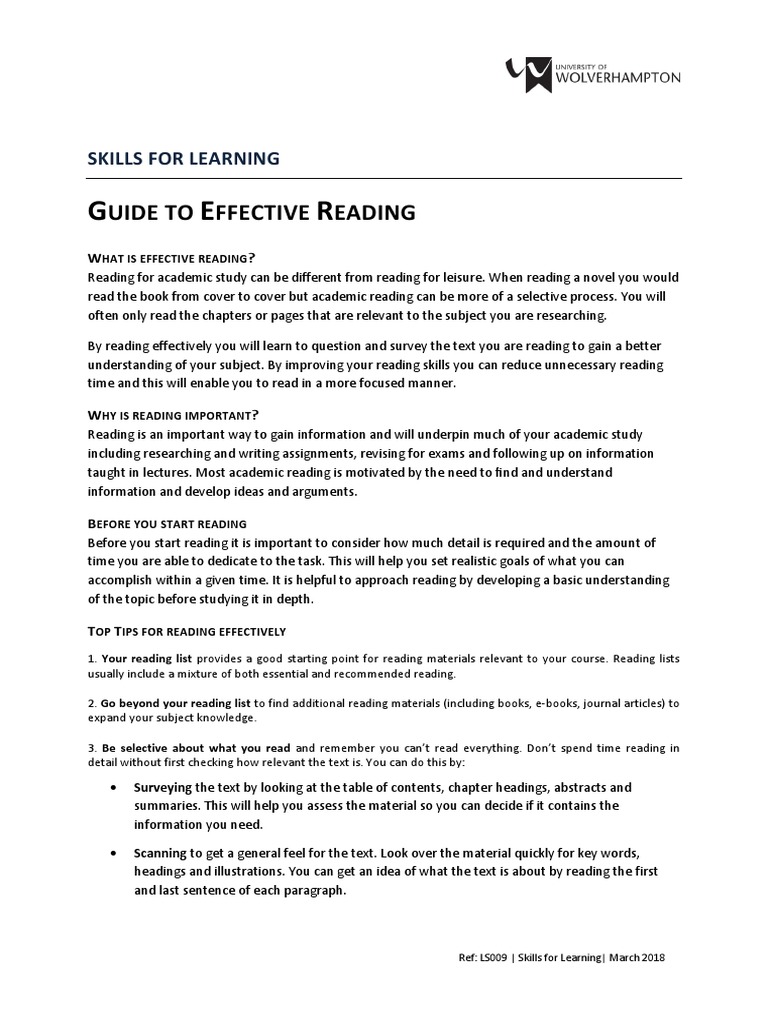 LS009 Guide To Effective Reading PDF | PDF | Books | Question