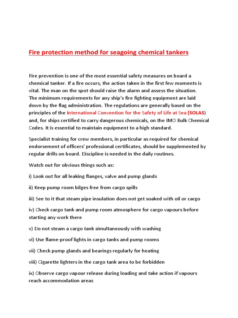 Fire protection methods for chemical tankers | PDF | Fires | Firefighting