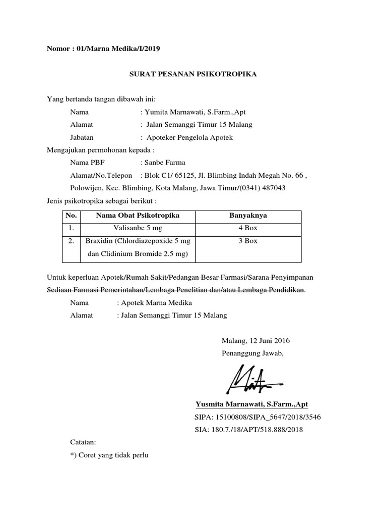 Contoh SP Psikotropika | PDF