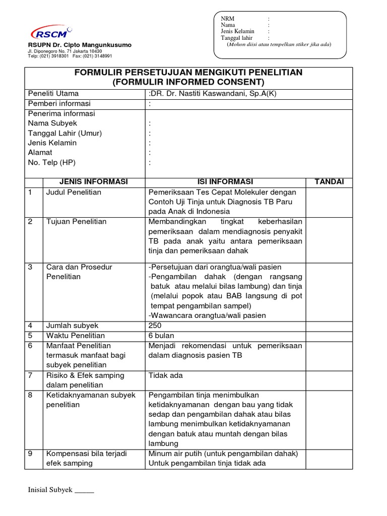 C. Formulir Informed Consent | PDF