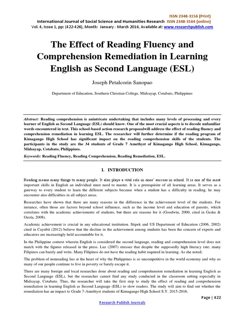 Reading Remediation Impact on ESL Students | PDF | Reading ...