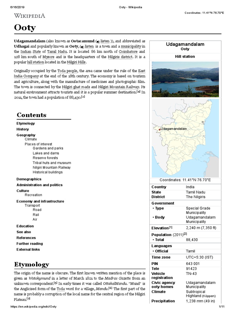 It Is The Travel Plan For Ooty | PDF | Nature