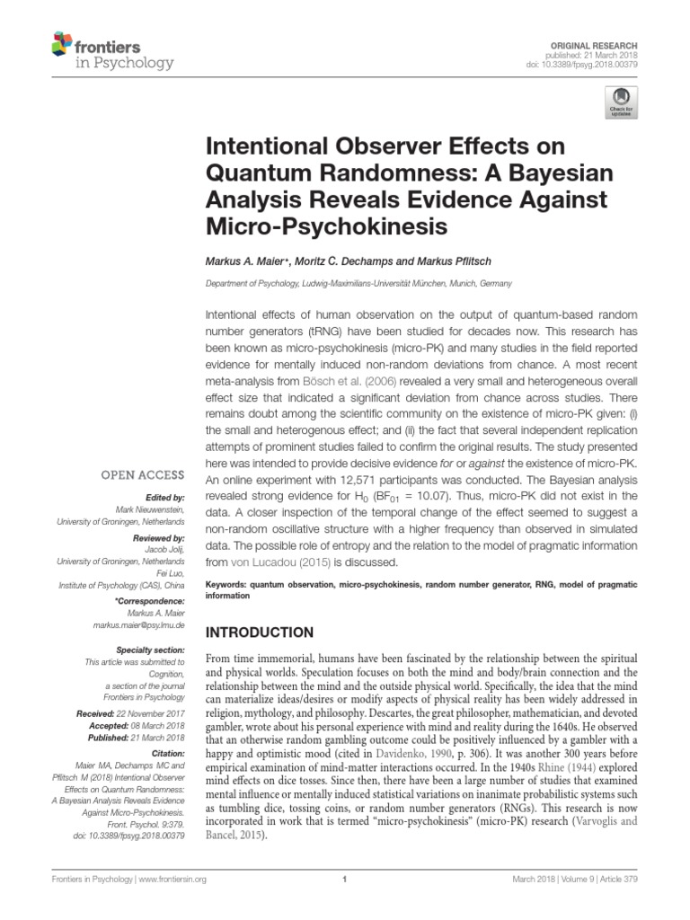 Intentional Observer Effects On Quantum Randomness: A Bayesian Analysis ...