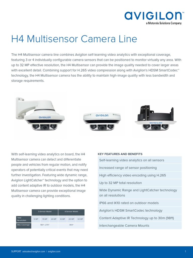 Avigilon h4 MH Datasheet en Rev5 | PDF | Pixel | Image Resolution