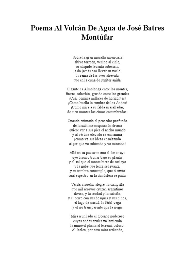 Poema Al Volcán de Agua de José Batres Montúfar | PDF