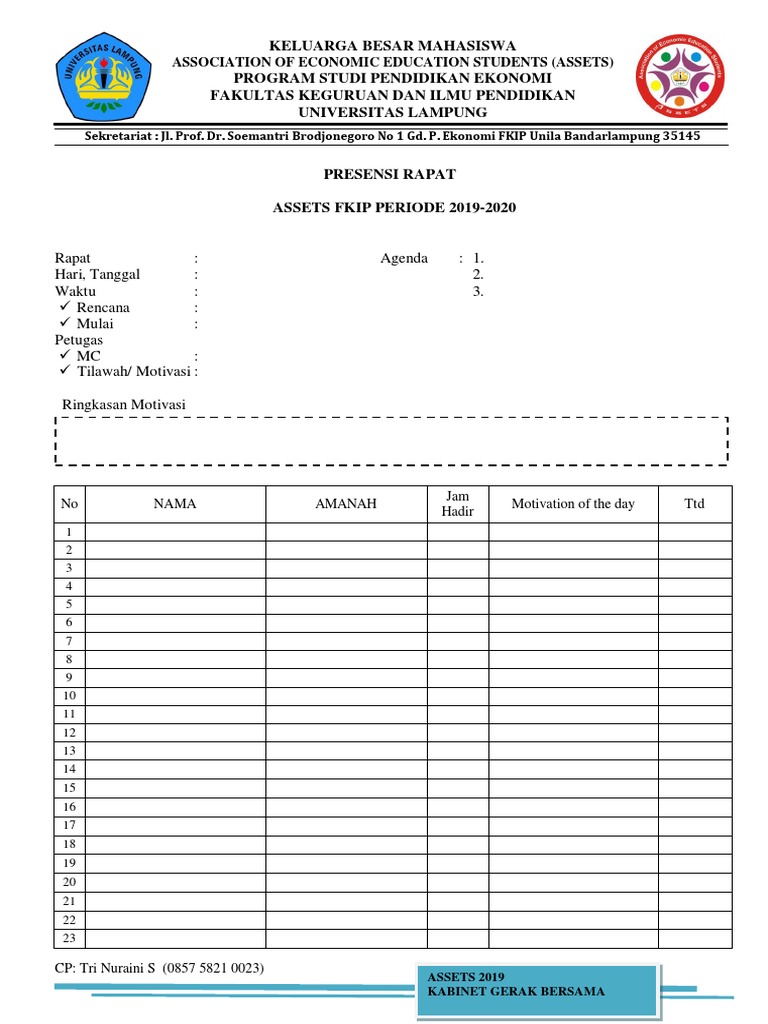 Absensi Rapat Assets | PDF