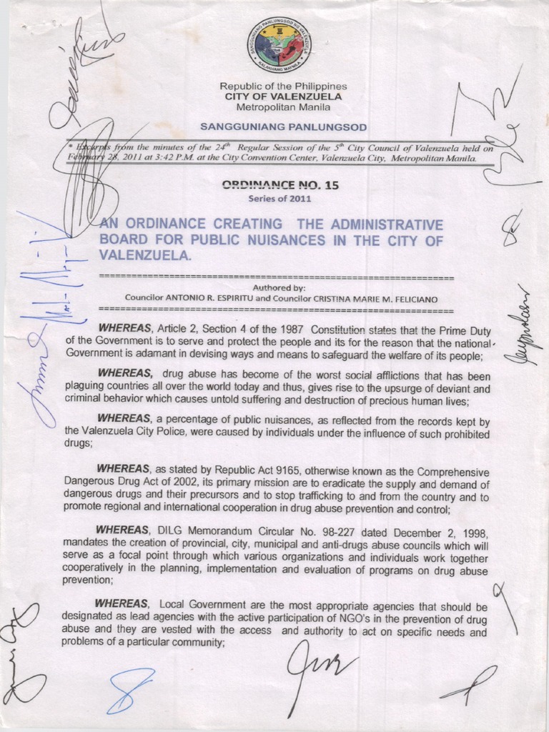 Creating The Board For Public in The City: Ordinance Nuisances | PDF ...