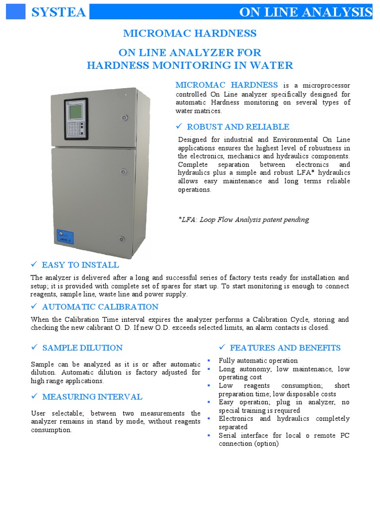 Micromac Hardness On Line Analyzer For Hardness Monitoring in Water ...