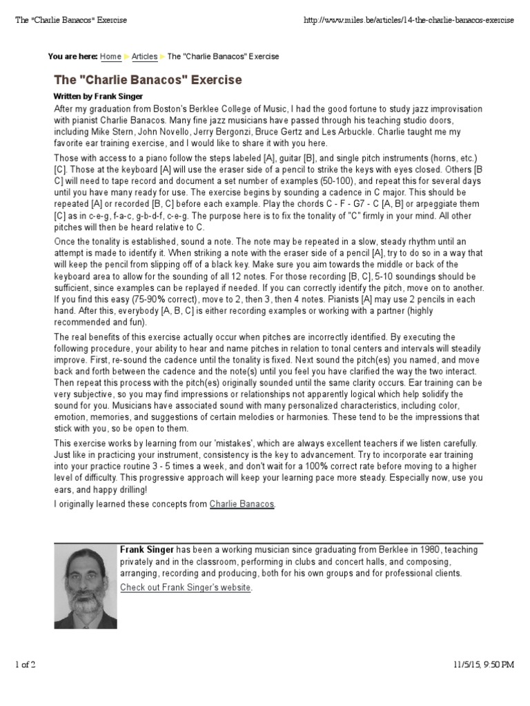 The "Charlie Banacos" Exercise | PDF | Performing Arts | Sound