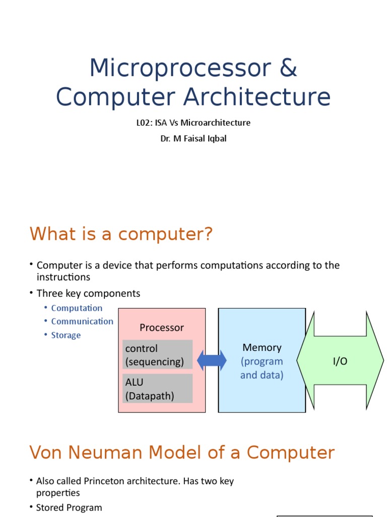 L02 - ISA Vs MicroArchitecture | PDF | Central Processing Unit | Computer Data Storage