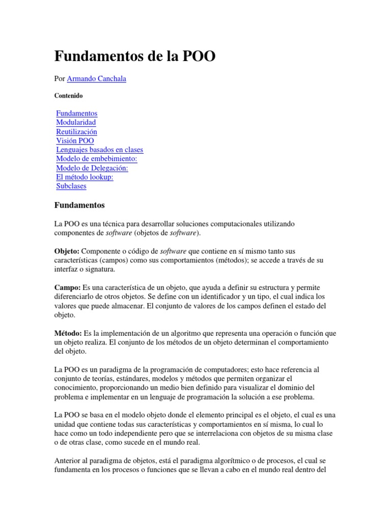 Fundamentos de La Poo | PDF | Objeto (informática) | Programación ...