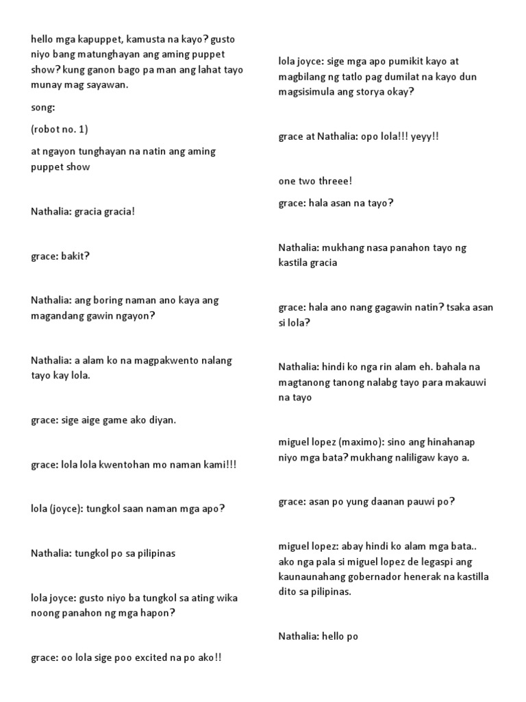 Puppet Show Filipino | PDF