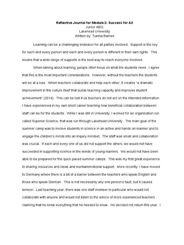 Reflective Journal For Module 2 | PDF | Learning | Teachers