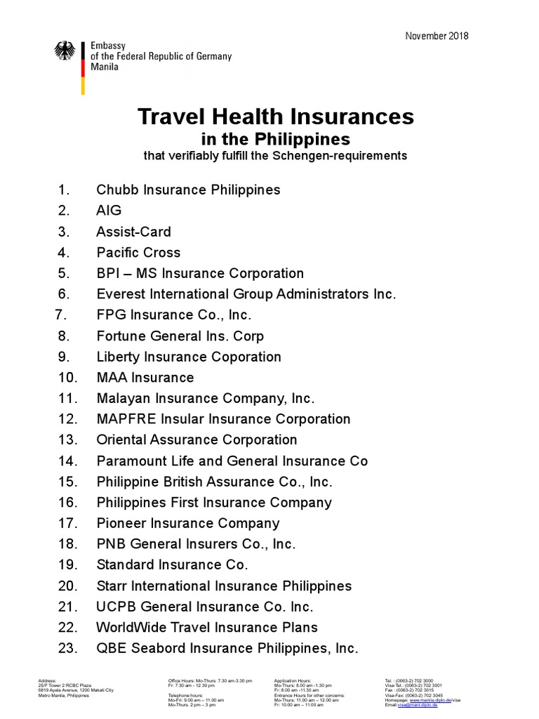 Travel Health Insurances: in The Philippines | PDF | Institutional ...