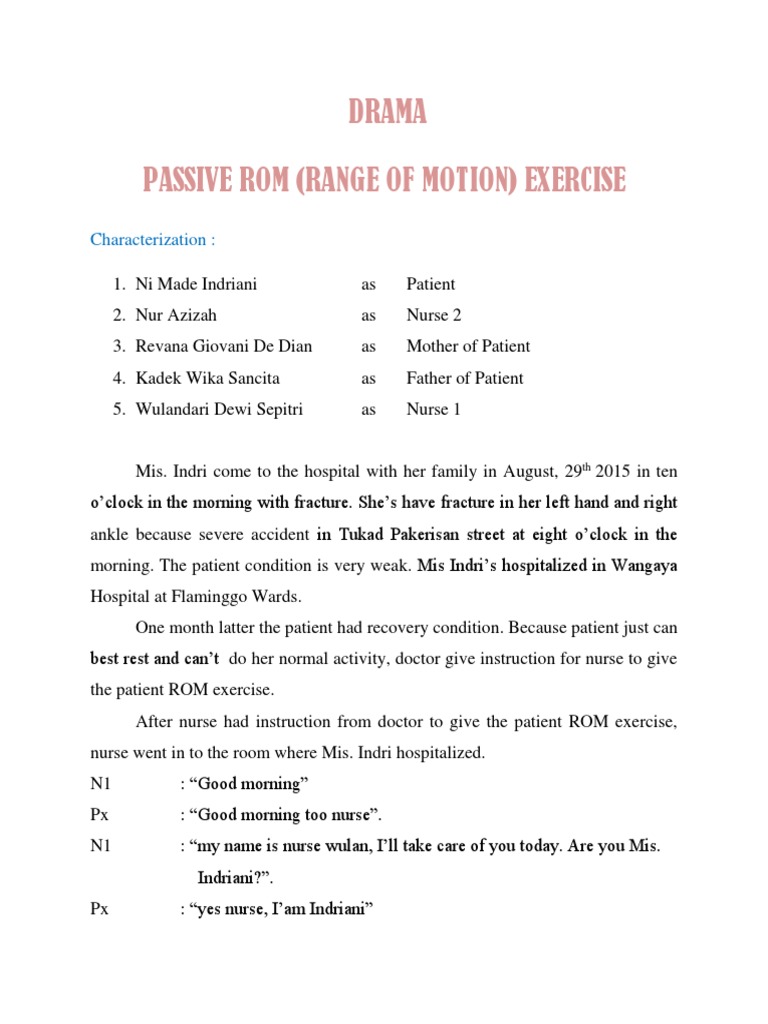 Drama Passive Rom (Range of Motion) Exercise: Characterization | PDF ...