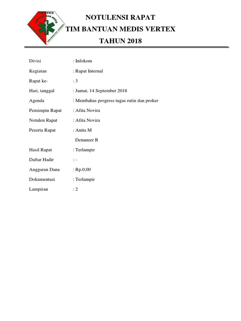 Format Notulensi | PDF