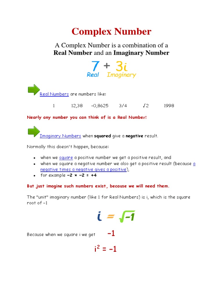 A Complex Number Report | PDF | Complex Number | Numbers